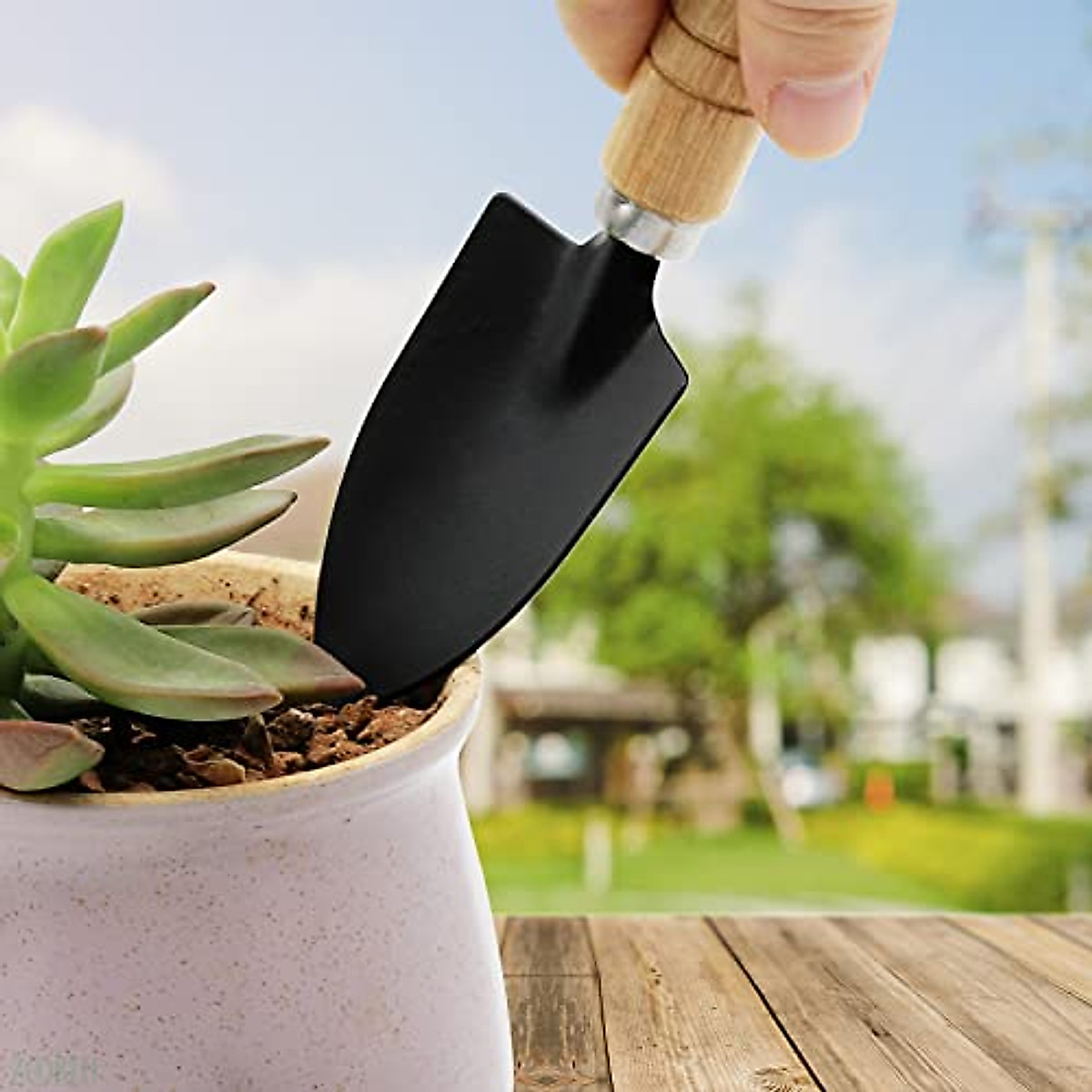 Hand Shovel for Gardening Trowel Garden Tool - 3Pcs Gardening Set of Tools Small Garden Rake Ergonomic Garden Hand Tools Wood Handle Gardening Tool 3 Piece - Gardening Tools Heavy Duty Garden Tool Set