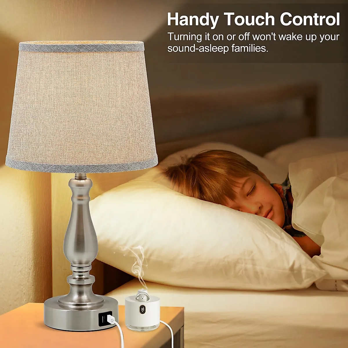 EJIAXIN Table Lamps for Bedroom Set of 2,3 Way Dimmable Touch Bedside Lamps with Dual USB A+C Ports - Nightstand Lamp for End Table Modern Night Stand Lamps for Living Room Guest Room