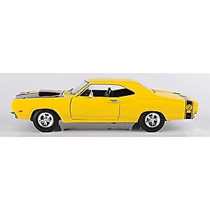 1969 Dodge Coronet Super Bee, Yellow With Black Hood - Motormax Premium American 73315 - 1/24 Scale Diecast Model Car for unisex-children