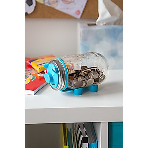 Jarware 82637 Piggy Bank Lid for Regular Mouth Mason Jars, Blue