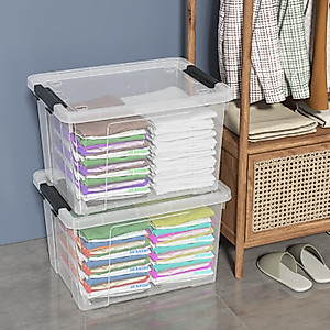 Vadidiya 50 Quart Large Clear Storage Box with Wheels, 4-Pack Clear Plastic Storage Bin with Lids