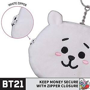 Concept One BT21 LINE FRIENDS Small Coin Purse Wallet with Keychain, RJ, One Size