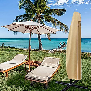 GERYMU Umbrella Covers for Outdoor Umbrellas Patio Umbrella Cover Large Cantilever Umbrella Covers 600D Waterproof and Dustproof Patio Umbrella Cover for 7-11 Feet Offset Outdoor Umbrellas Khaki