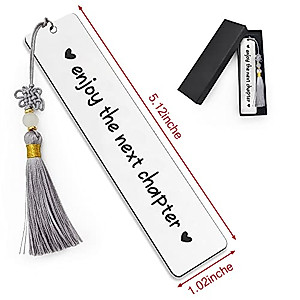 Ptzizi Enjoy The Next Chapter Inspirational Metal Engraved Bookmark Clip with Tassel for Friends Teachers Students Book Lovers Retirement Teacher's Day Graduation Christmas Anniversary Birthday Gifts