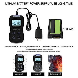 Vzmcov 4 in 1 Gas Detector, Rechargeable Portable 4 in 1 Gas Clip 4-Gas Monitor Meter Tester Analyzer Sound Light Shock