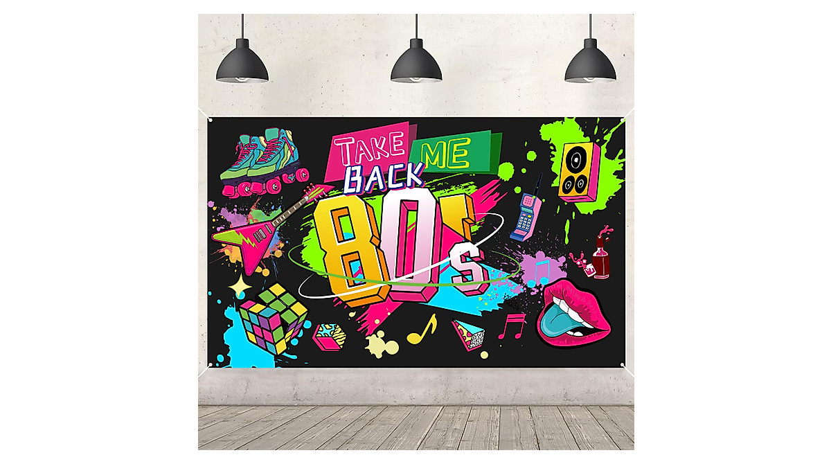 80s Party Backdrop 5x3ft for Retro & Photography Decor