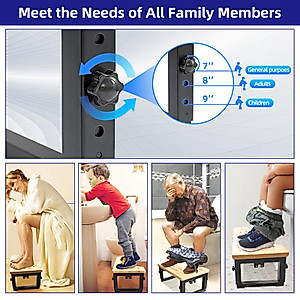 Potty Stool for Adults, Bamboo Toilet Stool, Foot Stool for Toilet, Adjustable Height Toilet Poop Stool, Foldable Wooden Toilet Stool, Poop Step Stool for Adults Children Pregnant Women-A