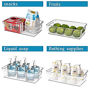 HOMER Set Of 6 Refrigerator Organizer Bins, Pantry Organization and Storage Bins, Fridge Organizers with Cutout Handles, Clear Plastic Storage Bins for Pantry - BPA Free Kitchen Organizers
