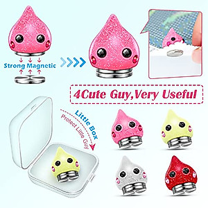 Kuangben 60 Slots Diamond Painting Storage Containers, Diamond Painting Accessories with Resin Diamond Painting Drill Pen, Magnet Cover Holder etc. Diamond Painting Kits (Pink)