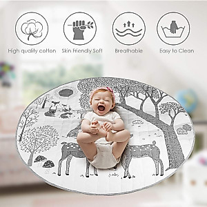 SH-RuiDu Baby Tummy Time Play Mat Forest Animal Baby Crawling Mat Cotton Play Pad 33.5in