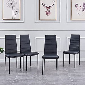 paonne 5-Pieces Glass Dining Table with Chairs Set, Modern Dining Table Set for 4, Glass Kitchen Table and Chairs Set, Glass Dining Room Set for 4 for Home Kitchen/Dinette/Restaurant