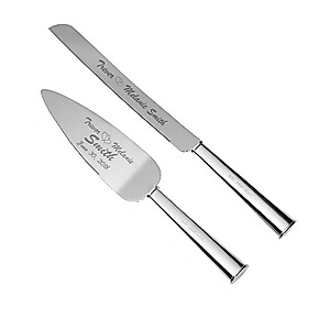 Kate Spade Bridal Darling Point Personalized Wedding Cake Knife and Server Set, Custom Engraved Wedding Cake Cutting Set, Accessories and Gifts for the Bride and Groom