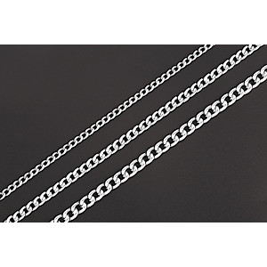 FOSIR 9mm Stainless Steel Cuban Link Curb Chain Necklace for Men Silver Chains Flat (22 Inches)