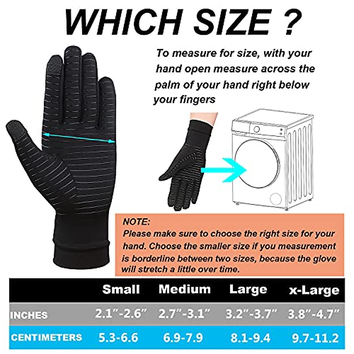 2-Pairs Pack Copper Full Finger Compression Gloves, Copper Arthritis Gloves for Women & Men Relieve Pain from Arthritis Pain, Swelling and Rheumatoid, and Everyday Hands Support (Medium (Pack of 2))