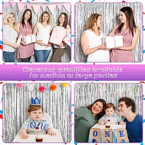 20 Pcs Foil Curtains Fringe Curtains 3.28 x 8.2 ft Metallic Tinsel Backdrop Curtains for Party Photo Backdrop Wedding Birthday Party Baby Shower Bridal Shower Photo Booth Decor (Silver)