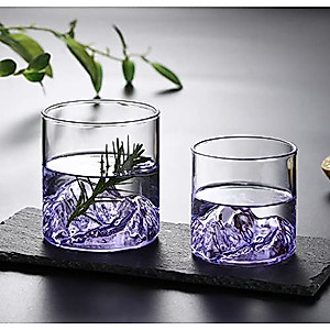 Purple Vintage Japanese style Mountain Whiskey Glass,Rocks Glasses in Gift Box,Glass for Drinking Bourbon,Scotch,Cocktails or Tea,The art of drinking
