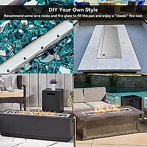 Skyflame Linear Stainless Steel Drop-in Fire Pit Pan and Burner with Burner Cover, 42 by 6-Inch