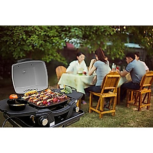 Ooiior Portable Gas Grill, Small Gas Grills Propane, Tabletop Gas Grill Outdoor Camping Grill BBQ Grill 24000 BTU with 2 Burners, Removable Side Tables, Built in Thermometer, Grey