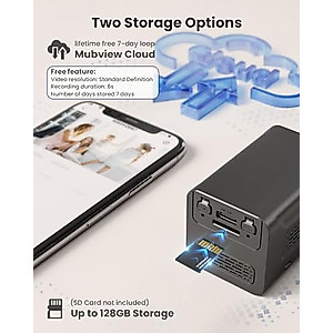 MUBVIEW Cameras for Home Security, Indoor Camera Wireless with Phone App, 1080P Battery Powered Camera, 30ft Night Vision, 2.4GHz, Human Detection, Siren and APP Alert, Two-Way Audio, Cloud/SD