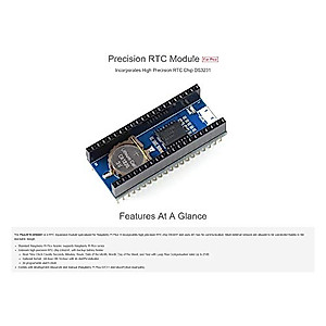 Precision RTC Module for Raspberry Pi Pico Mini Board, Incorporates High Precision Real-Time Clock Chip DS3231, Uses I2C Bus for Communication, with Female Pin Header Stackable Design