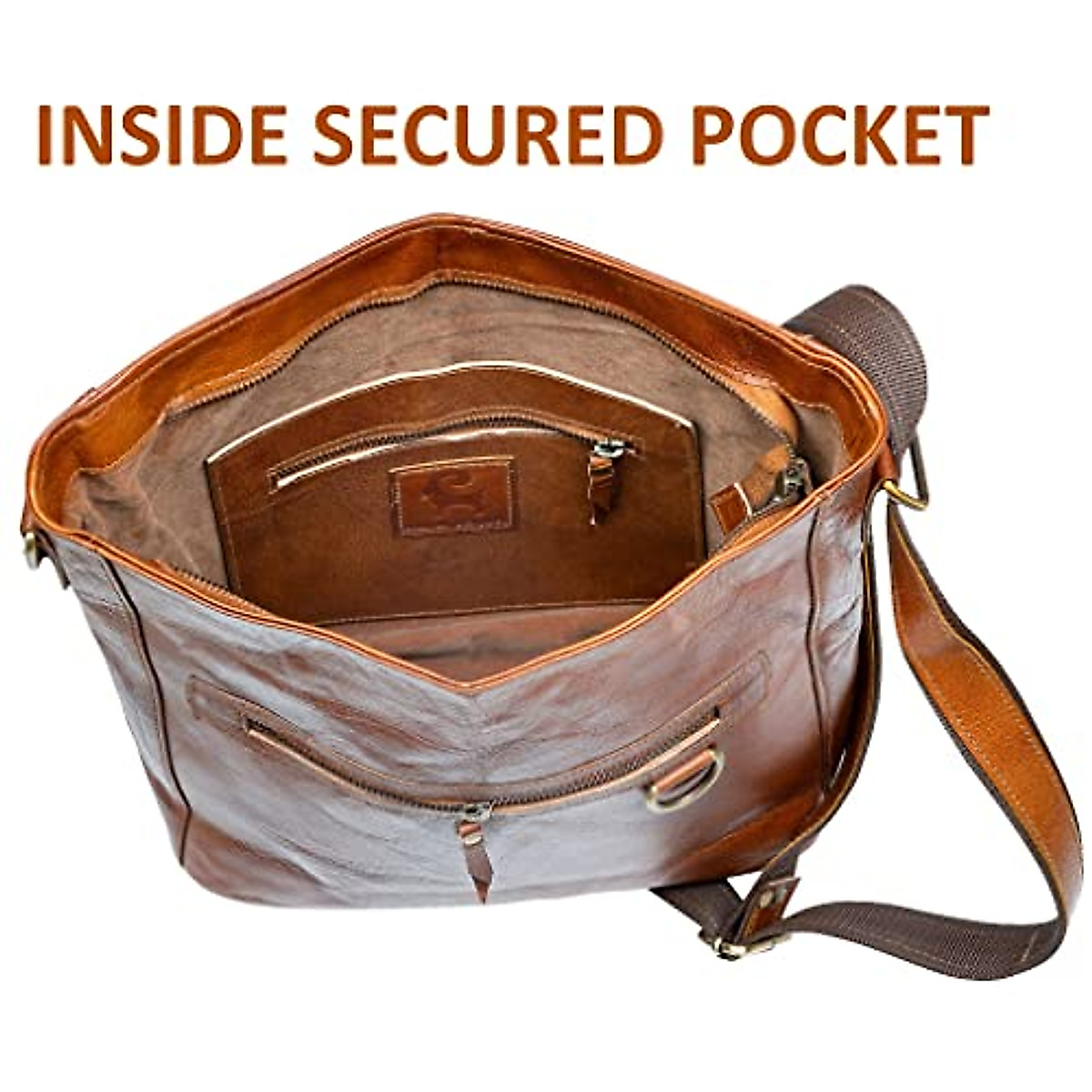 URBAN LEATHER 10 inch Large Crossbody Bags Purses for Women & Girls, Genuine Leather Vintage Brown Slim Ladies Bag Purse Handbag, Sling Crossover Shoulder Handbags for Her