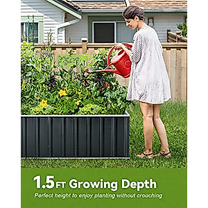 KING BIRD 101"x 36"x 18" Galvanized Raised Garden Bed 2 Installation Methods for DIY Outdoor Heightened Steel Metal Planter Kit Box for Deep-Rooted Vegetables, Flowers, Large Raised Bed Kit(Dark Grey)
