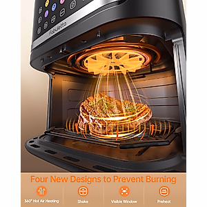 FABULETTA 6.5QT Large Air Fryer, Air Fryers Clear Window With Washable Basket, 10-in-1 Presets Functions For Crisp, Roast, Bake and Reheat, Auto Shut-off, Nonstick & Free Recipes & Easy Meals Airfryer