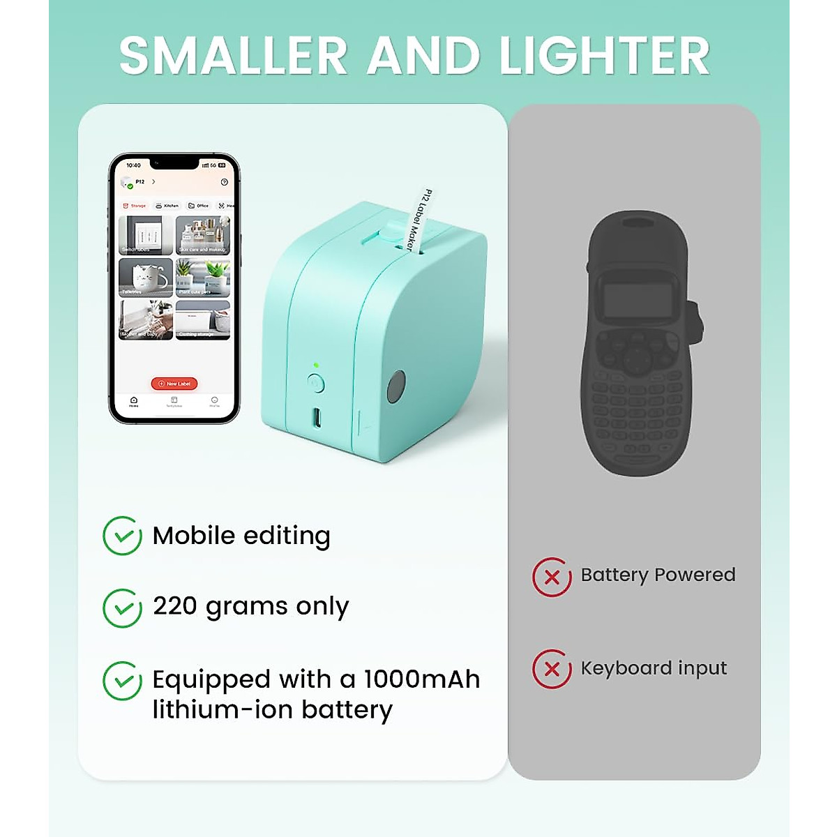 Phomemo P12 PRO Label Maker, Label Maker Machine with Tape, Mini Thermal Label Printer for Labeling Home Office, Bluetooth Label Maker Handheld Labeler Rechargeable for Organization, for Phone & Pad
