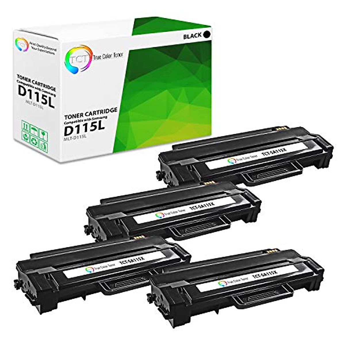TCT Premium Compatible Toner Cartridge Replacement for Samsung MLT-D115L Black High Yield Works with Samsung Xpress SL-M2620 2620ND 2820DW 2820ND Printers (3,000 Pages) - 4 Pack