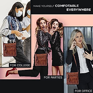 Real Leather Crossbody Bags for Women - Slim Wallet & Cross Over Purse Shoulder Bag Women's Handbags Sling Christmas Gift (Tan-1)