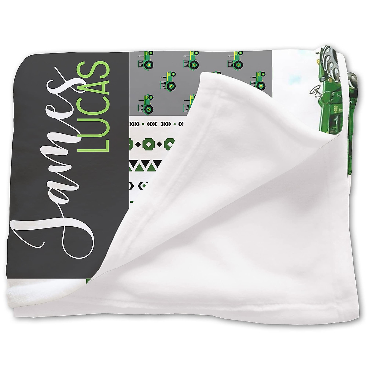 MDPrints Tractor Personalized Baby Blankets for Boys, Personalized Baby Gifts with Name, Customized Baby Blanket, Newborn Boy Gift, Soft Fleece