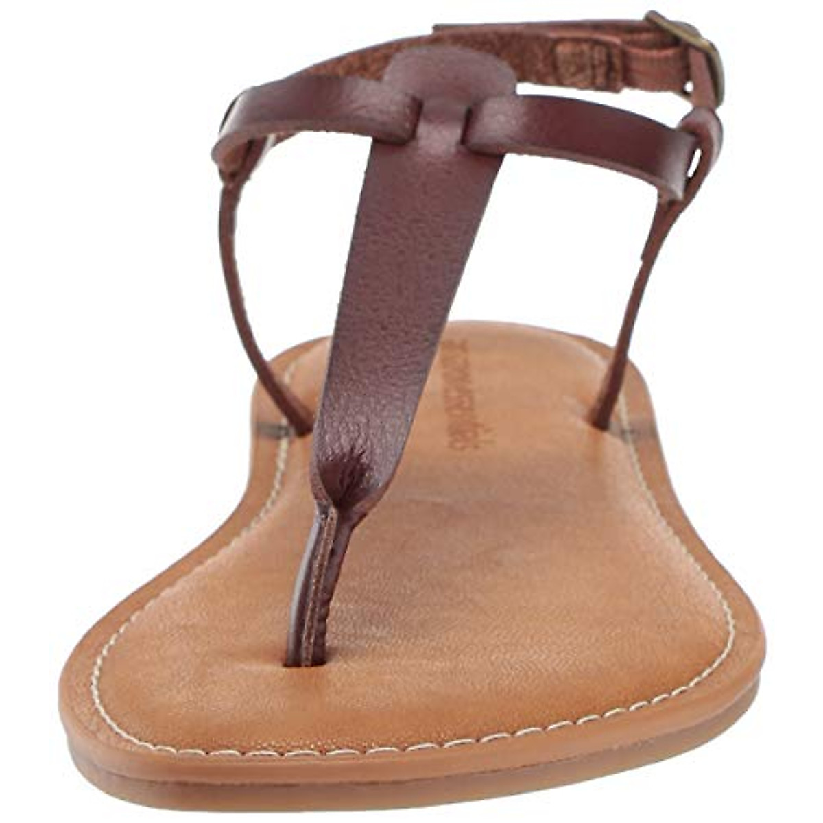 Amazon Essentials Women's Casual Thong Sandal with Ankle Strap, Brown, 7