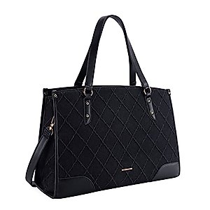 Missnine Tote Bag for Women Denim Teacher Bag Casual Work Bags 15.6 inch Shoulder Bag for Office Business