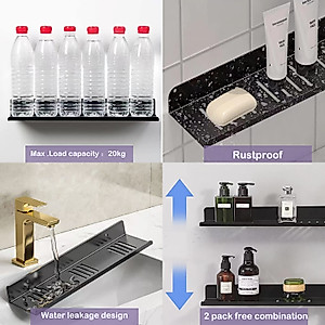 lifewinimall Shower Shelf No Drilling 2 Pack，Metal Kitchen Shelves Wall Mounted，Bathroom Countertop Organizer，Black Floating Shelf Organizer for Bathroom & Kitchen Storage (Black 40m)