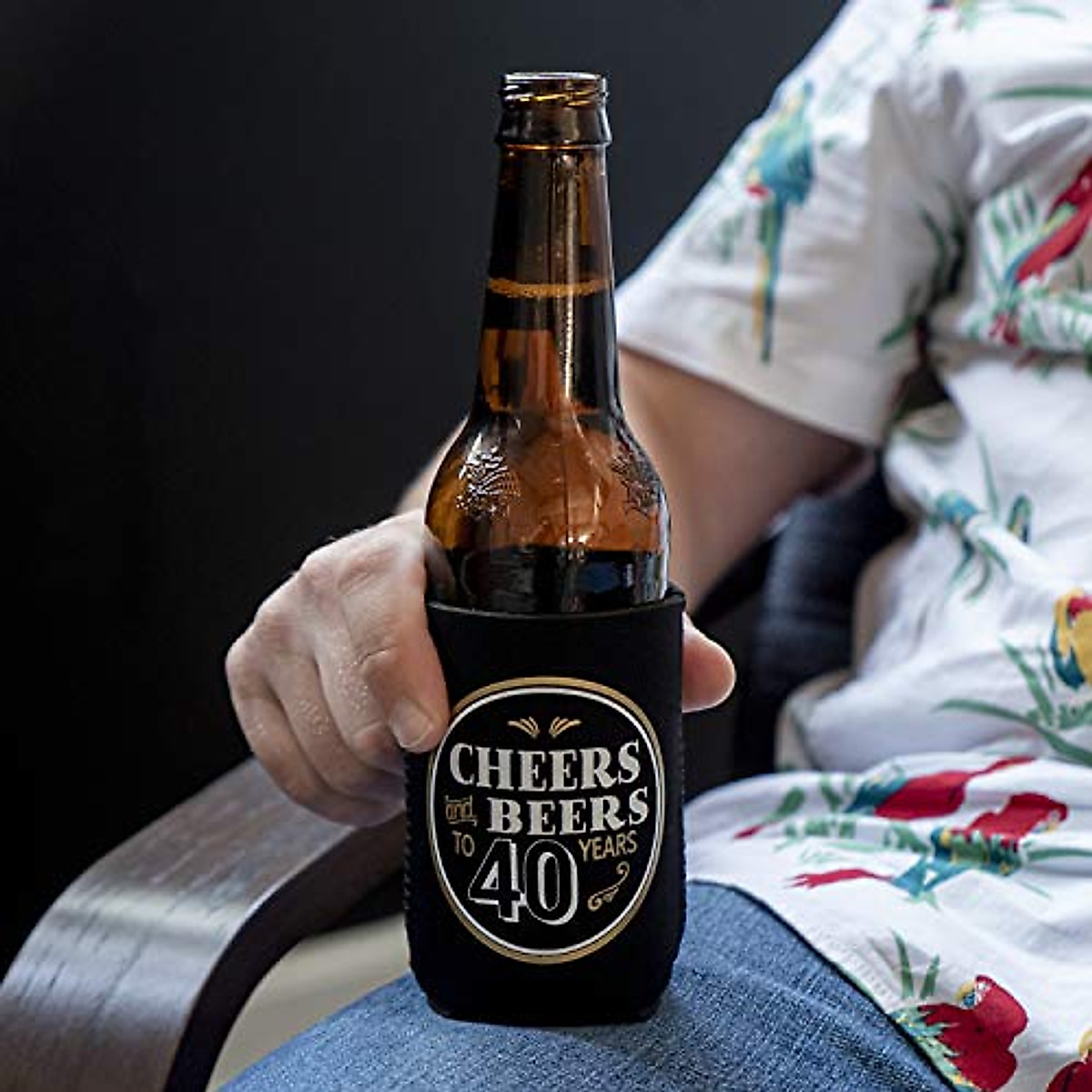 Prazoli 40th Birthday Can Coolers (12 Pack) - Happy 40 Birthday Decorations for Men , Cheers and Beers to 40 Years , Happy 40th Birthday Party Favors , Over The Hill Birthday Decorations 40th Party