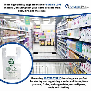 Eco Friendly Thick Reusable T-Shirt Bags - 1/6 BBL - 11.5"X6.5"X21" - 150 Bags - 4.0 Mil - 101 Mic - Clear