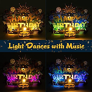 INPHER Large Birthday Card Light and Music Pop Up Happy Birthday Card Musical Birthday Gift Greeting Cards Birthday Cards for Mom, Dad, Husband, Wife, Sister, Navy Blue