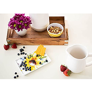 DEMDACO Dean Crouser Sunflower Watercolor Yellow 7.5 x 5 Glossy Ceramic Stoneware Decorative Tray