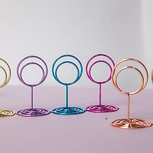 YESBAY 20pcs Place Card Holders Table Card Display Holder Heart Round Shape Table Number Holders Metal Stand for Wedding Events More Securely Display Tables Cards Name Menus Anniversary Decor Purple