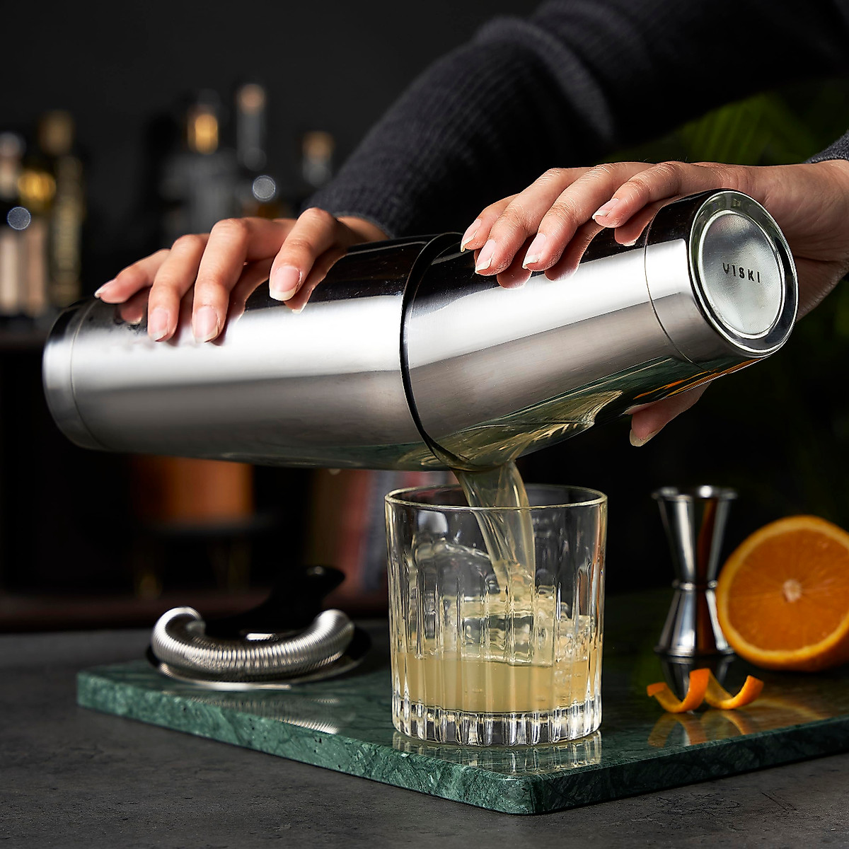 Viski Stainless Steel Shaker Tins, Set of 2 Boston Shaker Tins, Cocktail Shaker Set, 28 Oz & 18 Oz