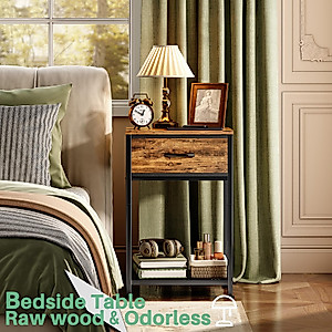 Kitstorack Night Stands Set of 2,End Tables with Drawer for Bedroom Side Table for Home, Small End Table Brown Wood Night Stand Bedroom Nightstands Bedside Table Set of 2 Bedroom Furniture