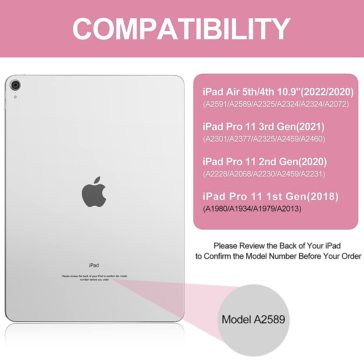 Touch IPAD Air 5th/4th Generation Case with Keyboard | Magic 360°Rotatable & Swivel Keyboard with Trackpad | 7 Color Backlit with Pencil Holder for iPad Pro 11 inch 3rd/2nd/1st Generation | Rose Gold