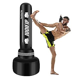 JUOIFIP Freestanding Punching Bags for Adults - 69" Heavy Bag with Stand Men Standing Boxing Inflatable Kickboxing Training MMA Muay Thai Fitness