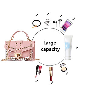 Qiayime Womens Fashion Purses and Handbags Shoulder Bag Ladies Rivet PVC Jelly Purse Designer Satchel Messenger Tote Bag (Pink)