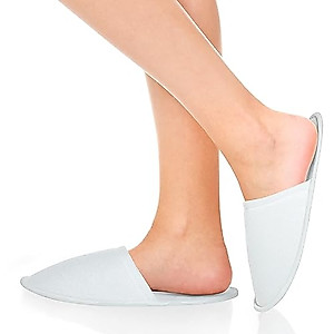 Juvale 24 Pairs Disposable House Slippers for Guests, Bulk Pack for Hotel, Spa, Shoeless Home, White Closed Toe (US Men Size 10, Women 11)