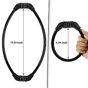 Bike Lock Cable, Bike Accessories, Bike Locks Heavy Duty Anti Theft, Combination Cable Lock for Outdoor Equipment, Black (2Ps, 1Ft, Reset Combo)