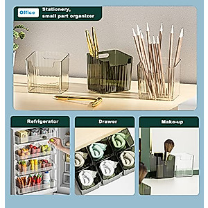 Refrigerator Door Organizer Bins - Hyjjlele 6 Pack Clear Plastic Food Storage Containers for Fridge, Kitchen Cabinet, BPA-Free Pantry Organization and Storage