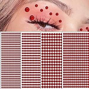1792 Pcs Self Adhesive Rhinestones for Makeup Face Gems Stick on Face Jewels Eyes Gems Face Stickers Dotting Tools for Nail Art Body Eye Makeup Crafts Decoration Stick on Body Crystal Jewels (Big Red）