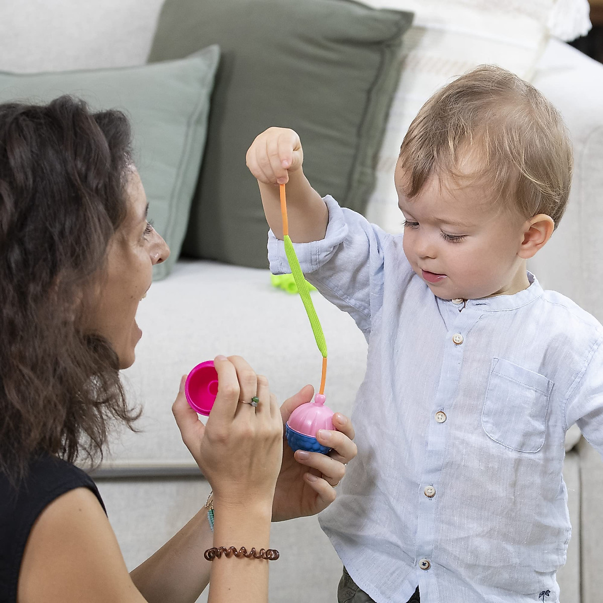 Lalaboom 28 Piece Baby Toddler Beads – Montessori Educational Shape and Color STEM Construction Toy 10 Months to 3 Years - BL230, Multicolor