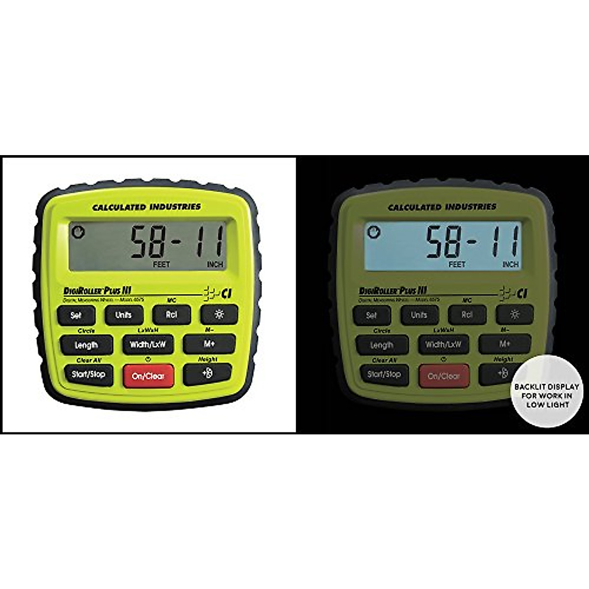 Calculated Industries #6575 DigiRoller Plus III 12.5 Inch Estimators Electronic Distance Measuring Wheel with Large Backlit Digital Display; Measure in Feet, Inches, Meters, Yards; FREE Carrying Pack